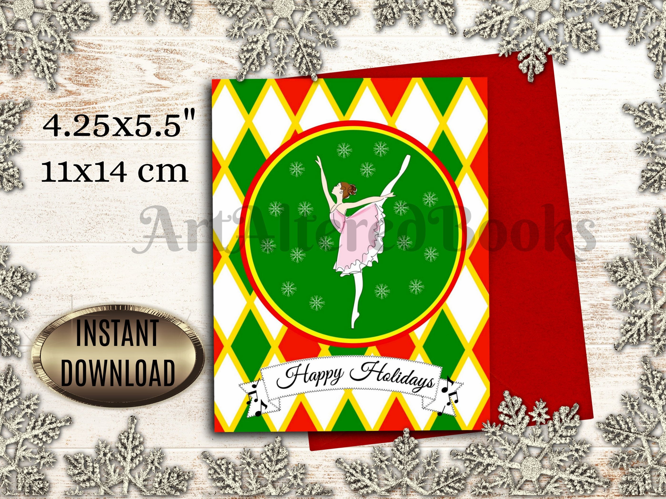 Nutcracker Ballet Card Printable Happy Holidays DIY Card 5x7 Digital ...
