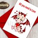 Printable Valentine's Card With Cute Dragon| Love Digital Card| 5x7 ...