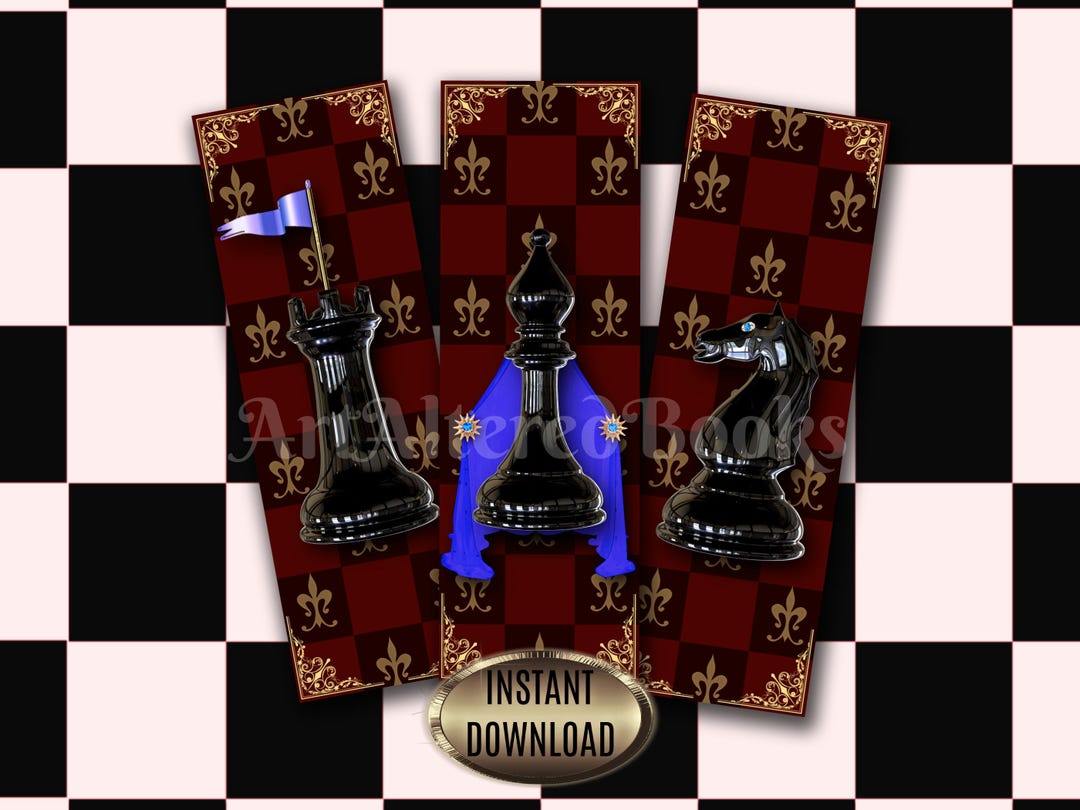 Chess Bookmarks: Black Chess Pieces, Set of 3 (digital Download) - Etsy