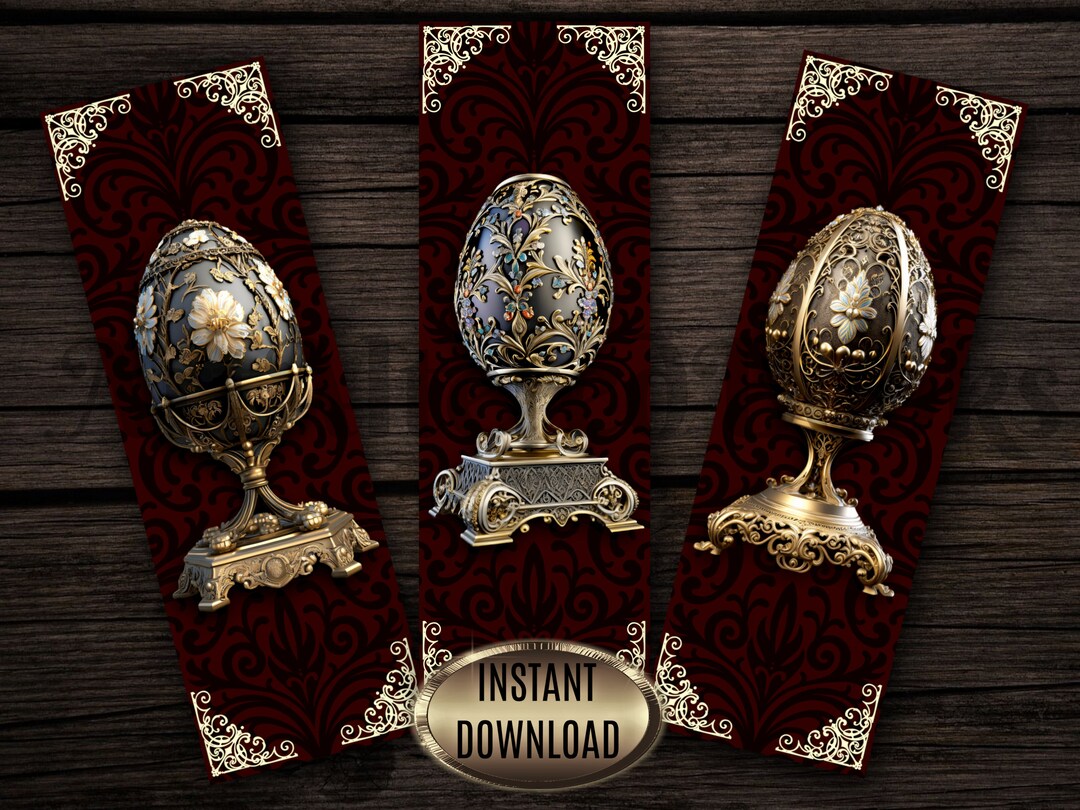 Printable Bookmarks With Decorative Jewelry Eggs in Vintage Style ...