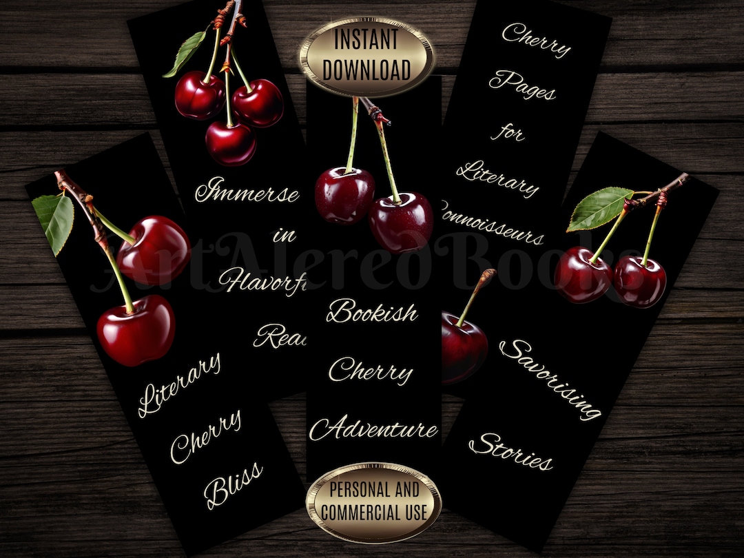 Cherry Printable Bookmark Set of 5 Bookmarks| Bookmark Sheets| Print ...