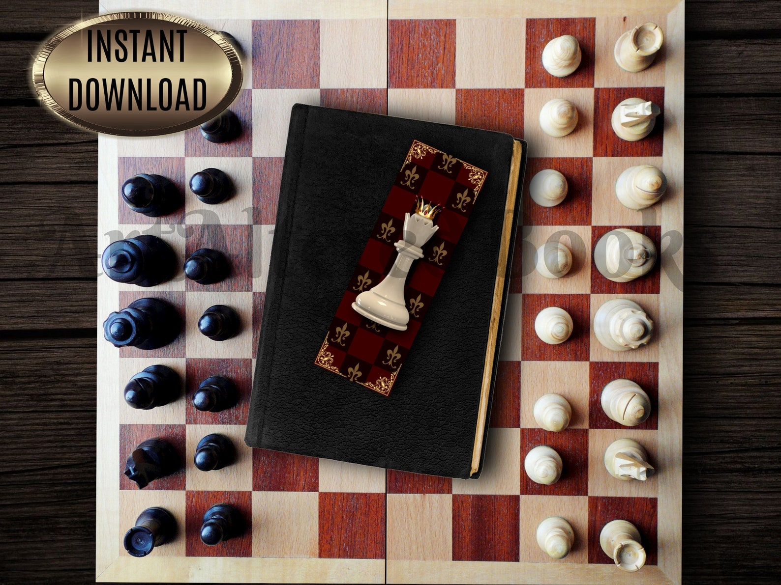 Printable White Chess Bookmarks| Chess Queen Bookmark| Chess Pawn ...
