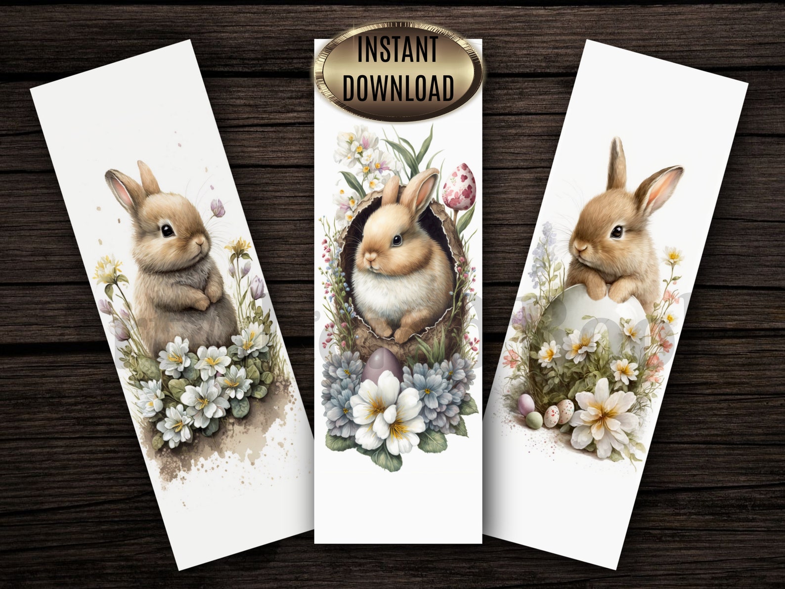 Printable Easter Bookmark Set With Rabbits| Digital Bookmarks Bunny ...