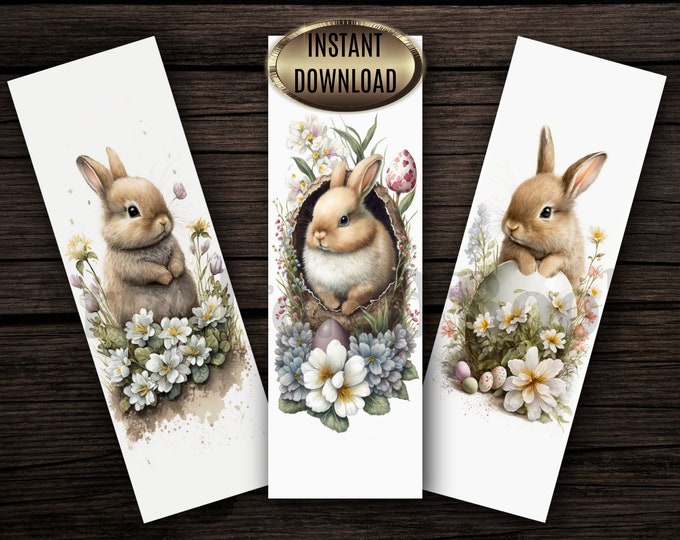 Watercolor Bunny Easter Bookmark Set (digital Download) - Etsy