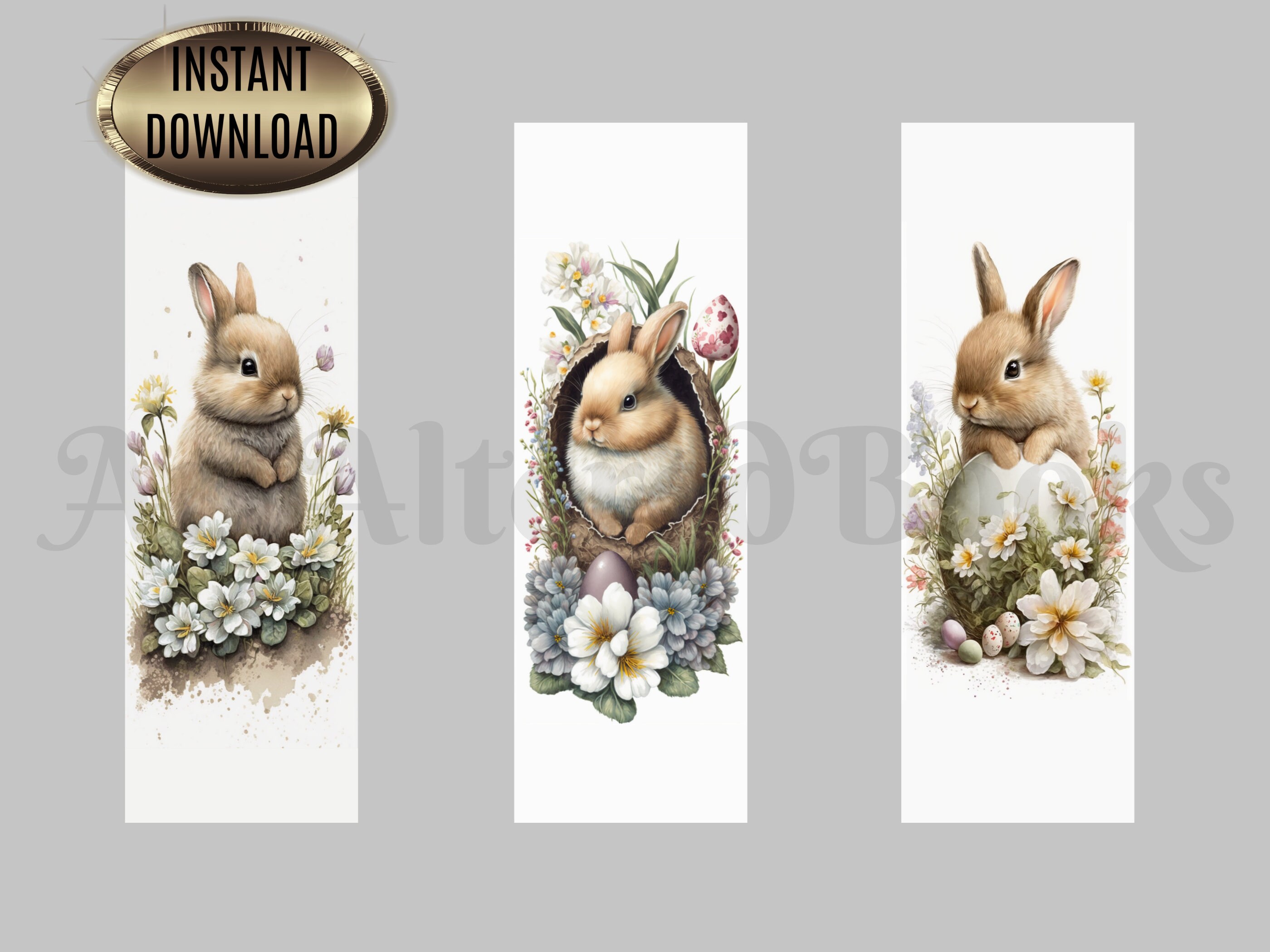 Printable Easter Bookmark Set With Rabbits| Digital Bookmarks Bunny ...