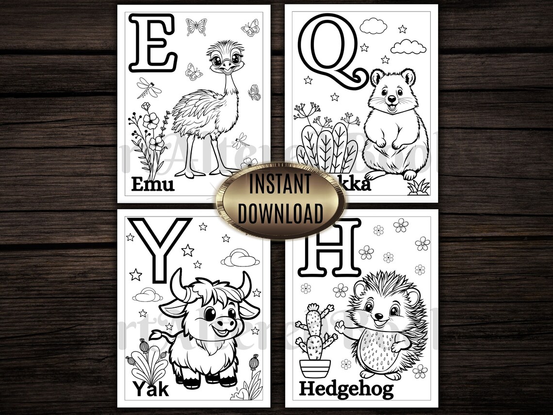 Printable ABC Zoo Coloring Pages for Kids|alphabet Animals Coloring ...