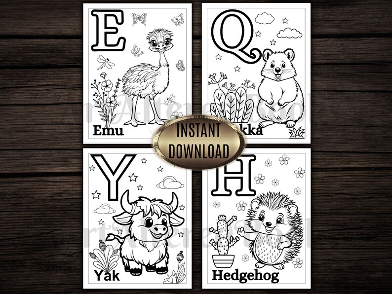 Printable ABC Zoo Coloring Pages for Kids: Alphabet and Numbers Animals ...