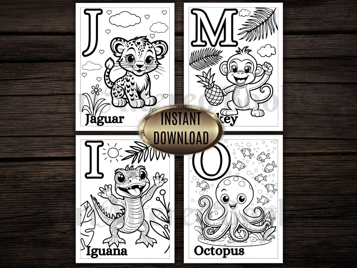Printable ABC Zoo Coloring Pages for Kids|alphabet Animals Coloring ...