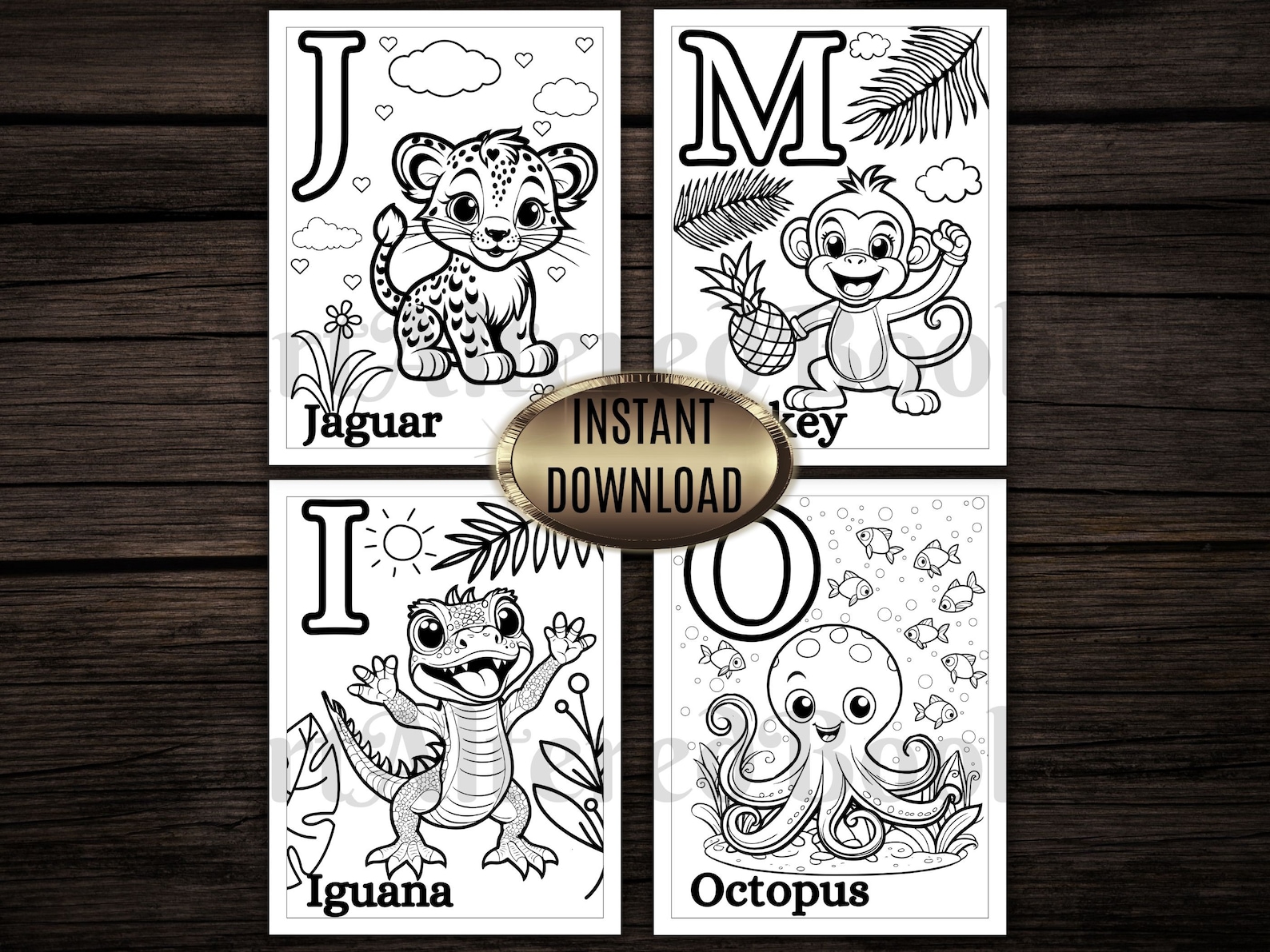 Printable ABC Zoo Coloring Pages for Kids|alphabet Animals Coloring ...