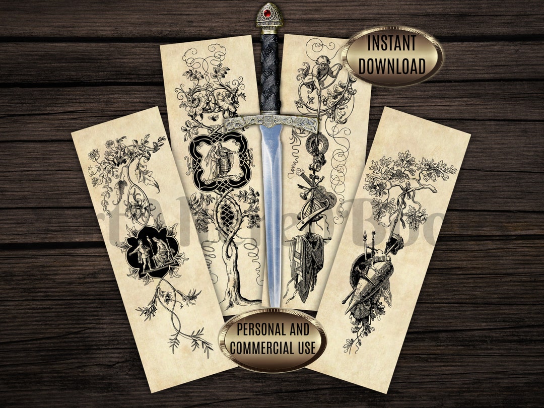 Set of 4 Antique Printable Bookmarks Renaissance Bookmark Journal ...