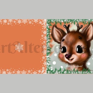 Printable Merry Christmas Baby Deer Card and Stickers Sweet Fawn Card ...