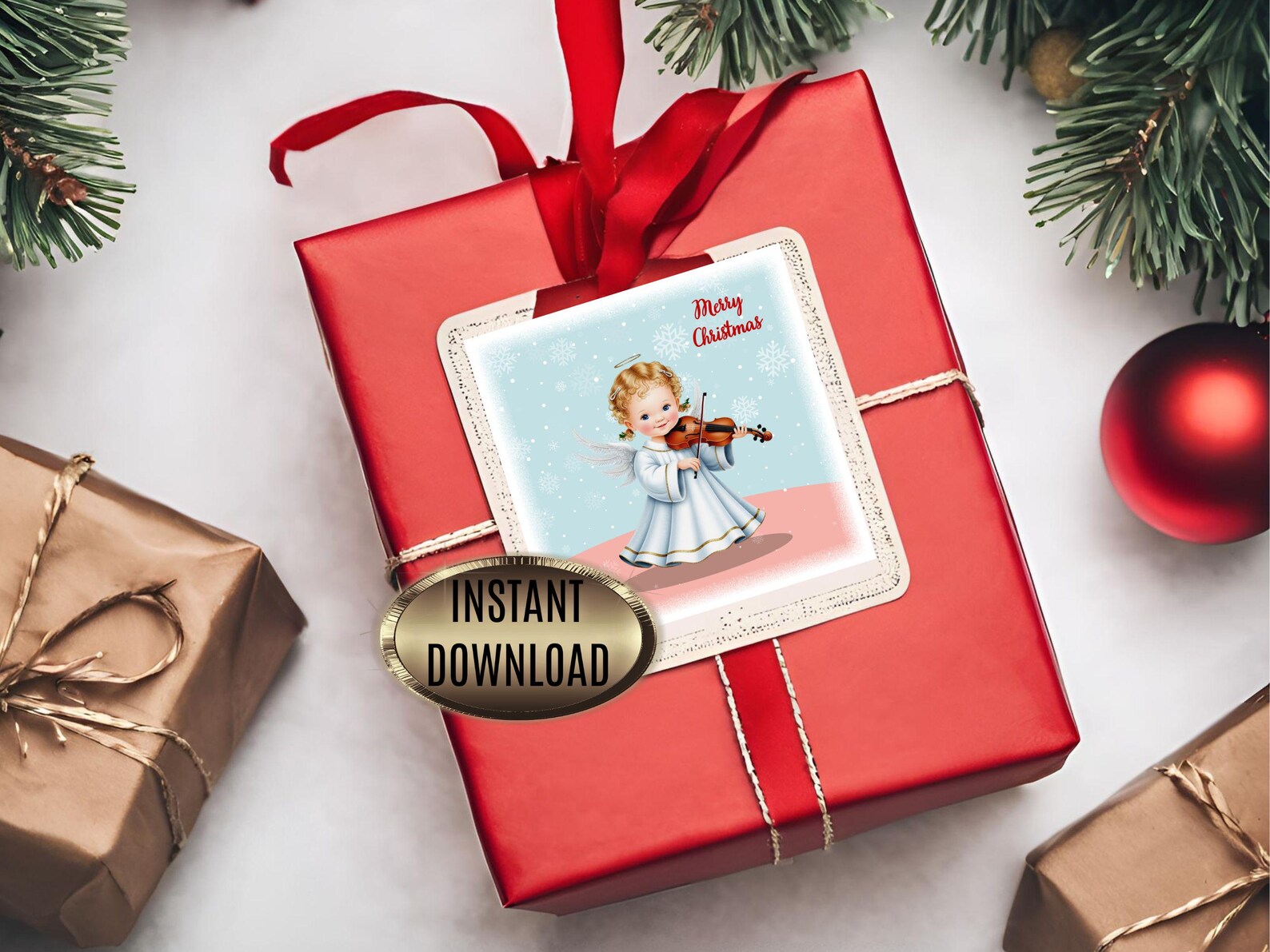 Printable Angel Christmas Cards and Stickers| Digital Angel Holiday ...