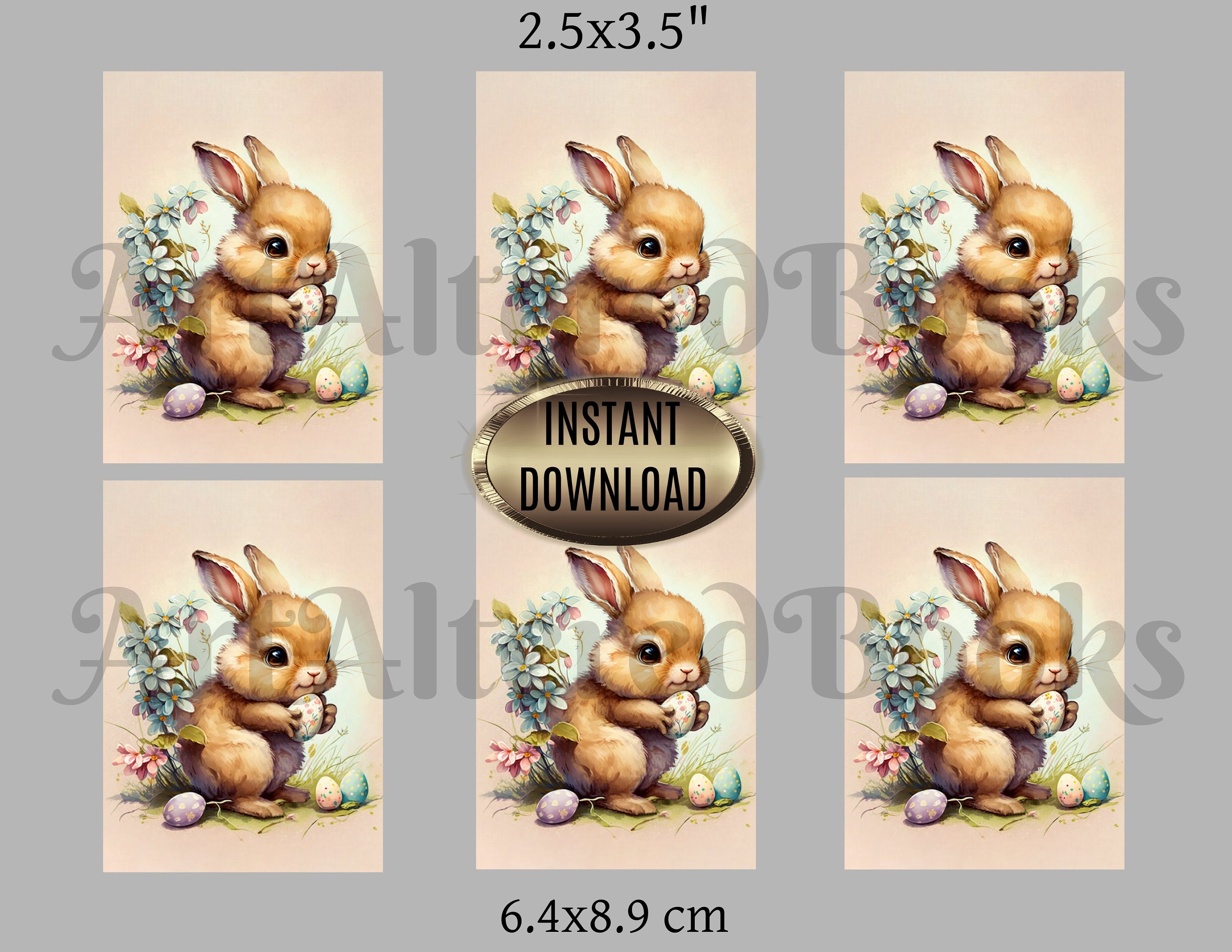 Watercolor Easter Little Rabbit Printable Card Bunny Digital Card ...