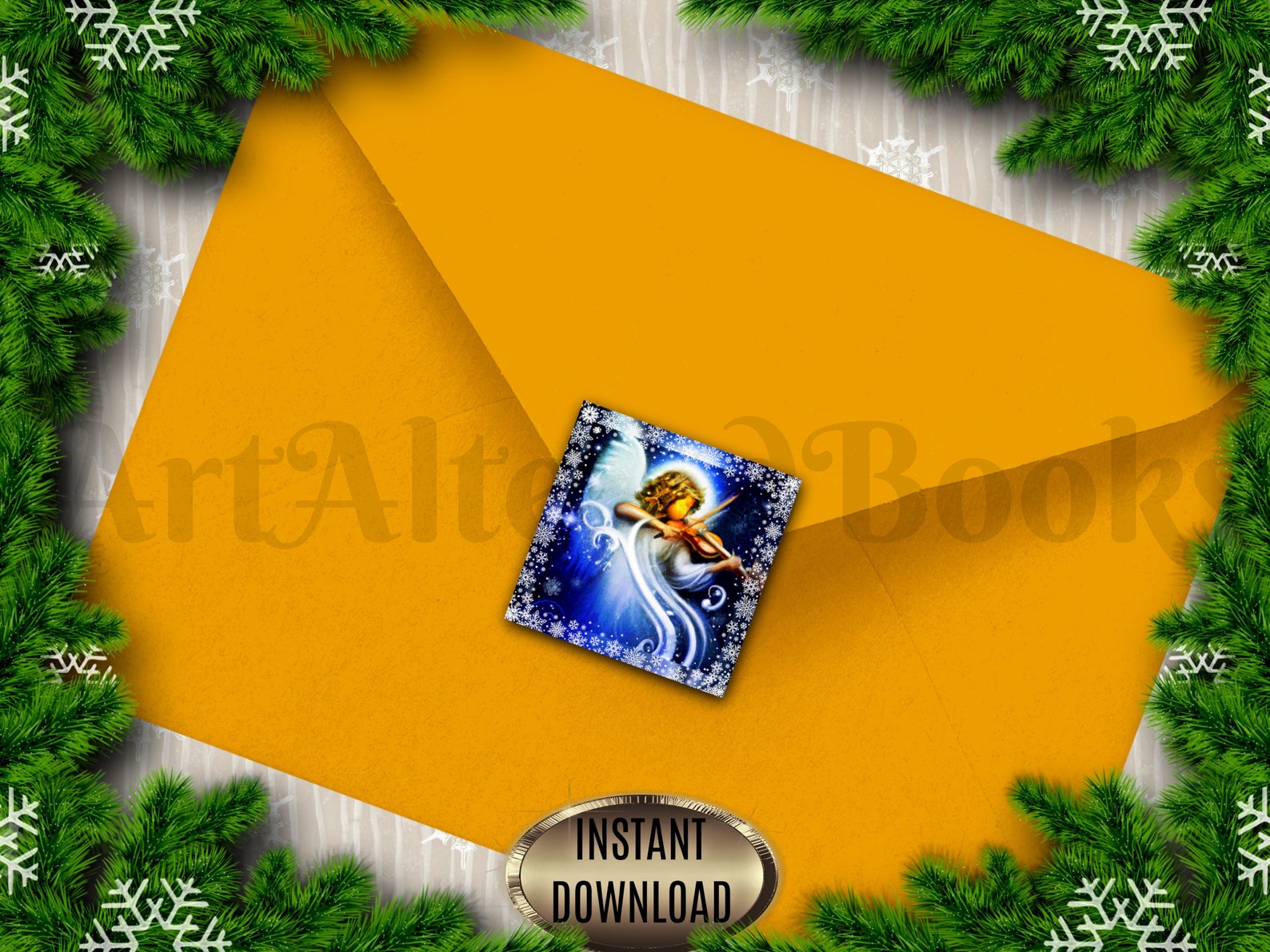 Printable Angel Christmas Cards and Stickers Digital Angel Holiday Card ...