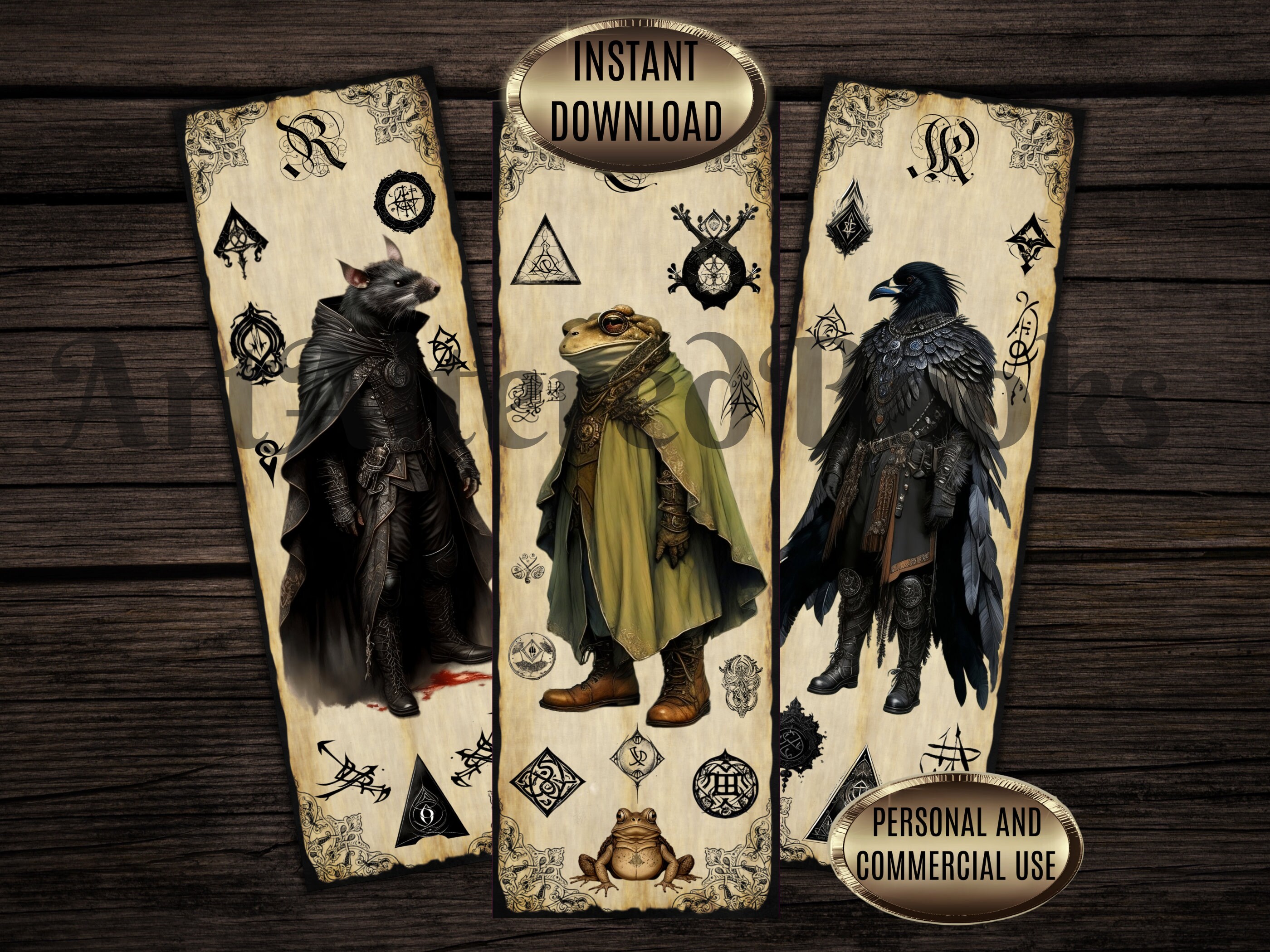 Set of 3 Printable Bookmarks With Witchy Animals for - Etsy