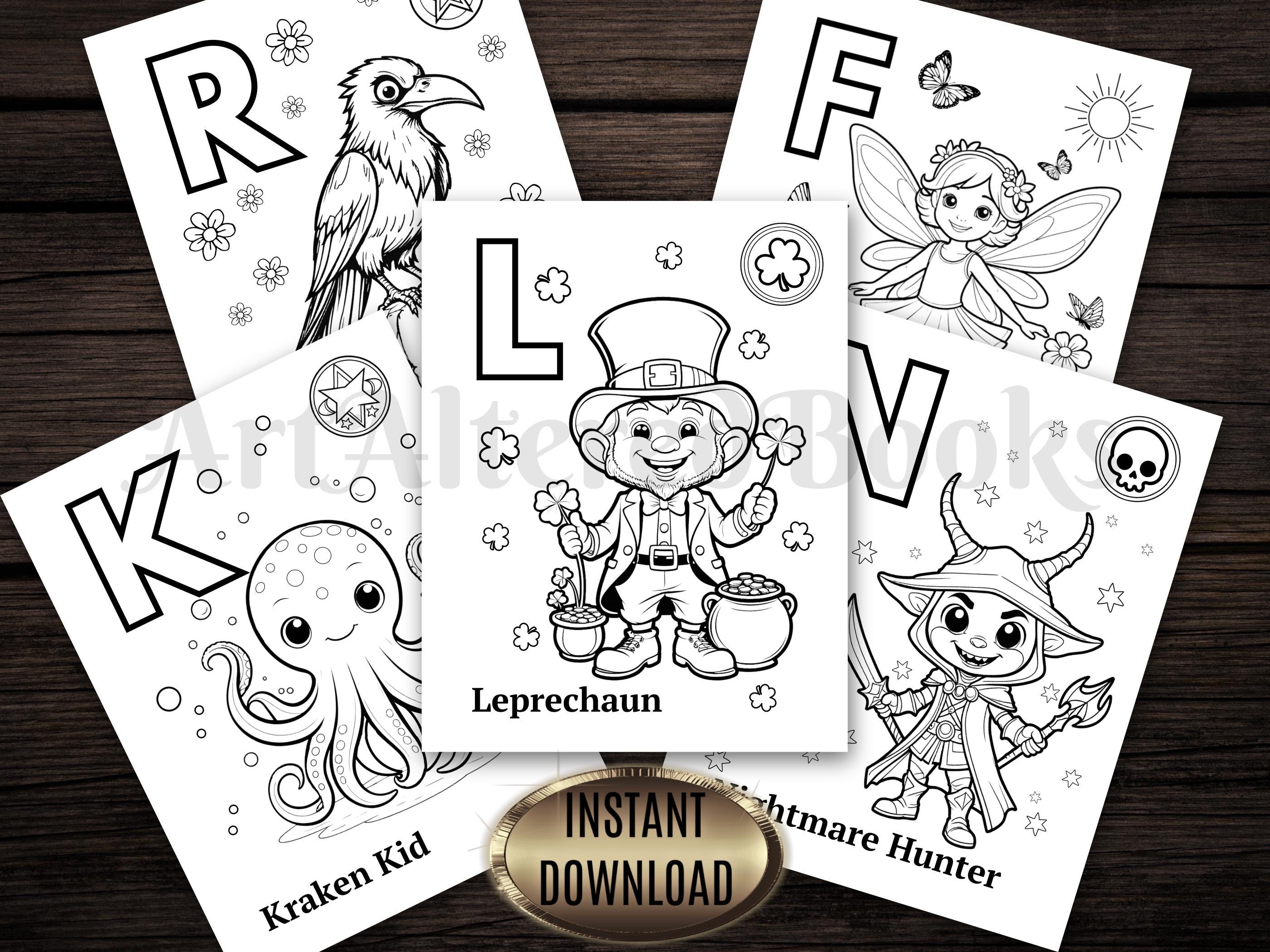 Printable Magical ABC and Numbers Coloring Pages for Kids| Alphabet ...