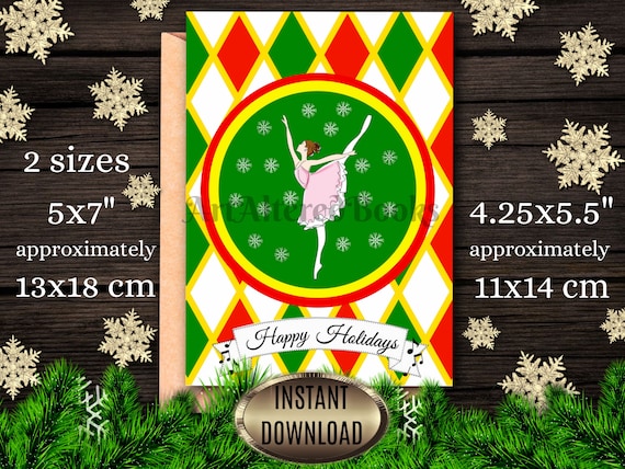 Nutcracker Ballet Card Printable Happy Holidays DIY Card 5x7 | Etsy