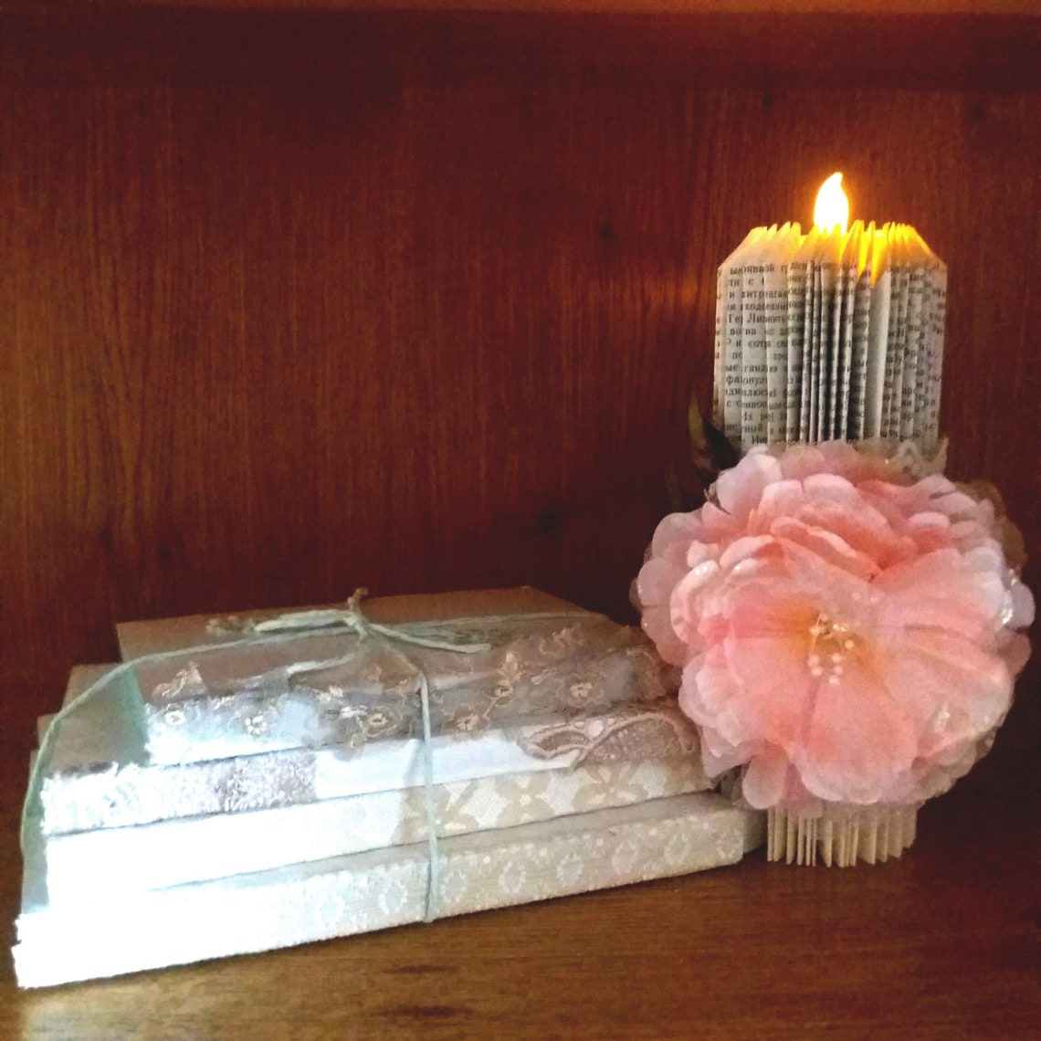 Book Candle Holder Wedding Candle Holder Paper Anniversary | Etsy