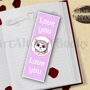 Printable Valentine’s Bookmark Set With Cats| Cute Cat Digital ...