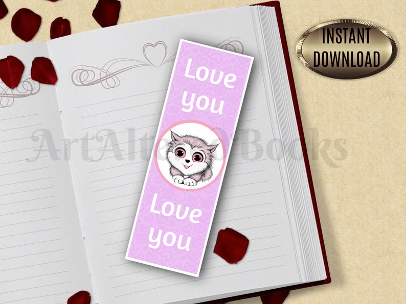 Printable Valentine’s Bookmark Set With Cats| Cute Cat Digital ...