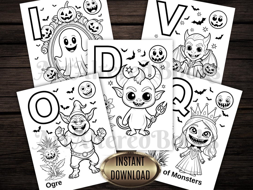 Printable Halloween ABC and Numbers Learning Coloring Book - 42 Pages ...