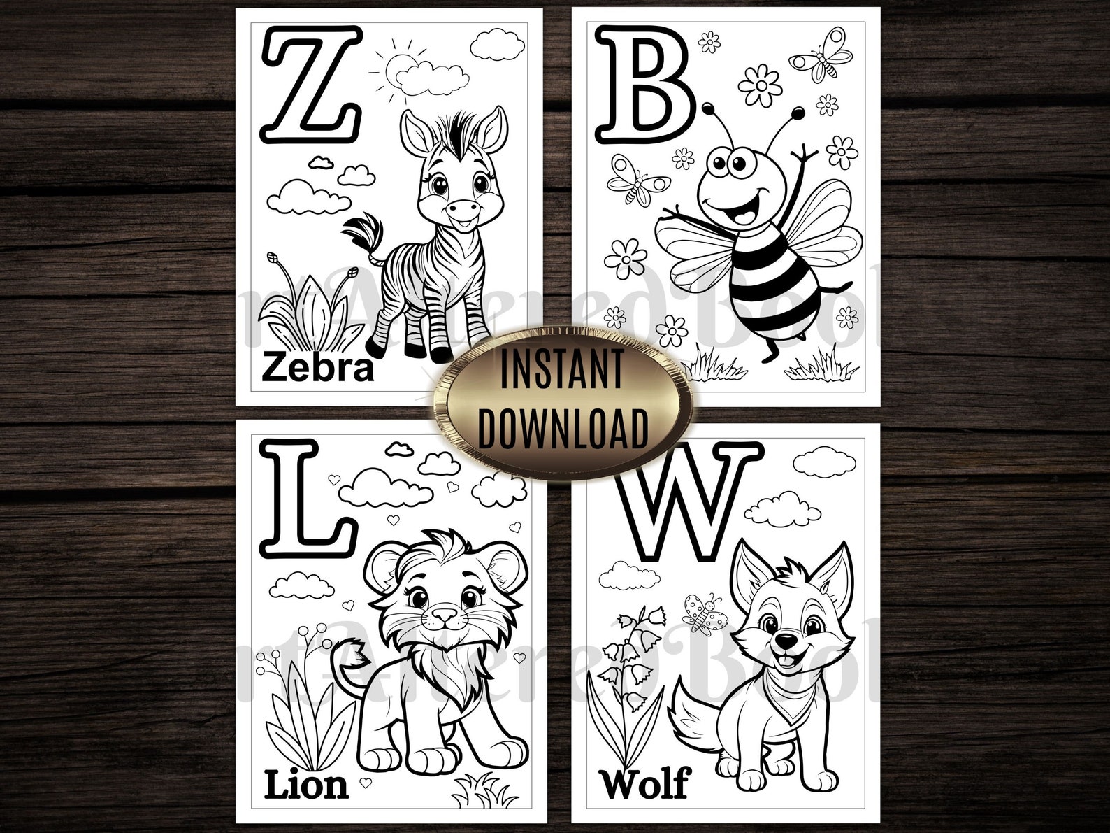 Printable ABC Zoo Coloring Pages for Kids: Alphabet and Numbers Animals ...