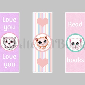 Printable Valentine’s Bookmark Set With Cats| Cute Cat Digital ...