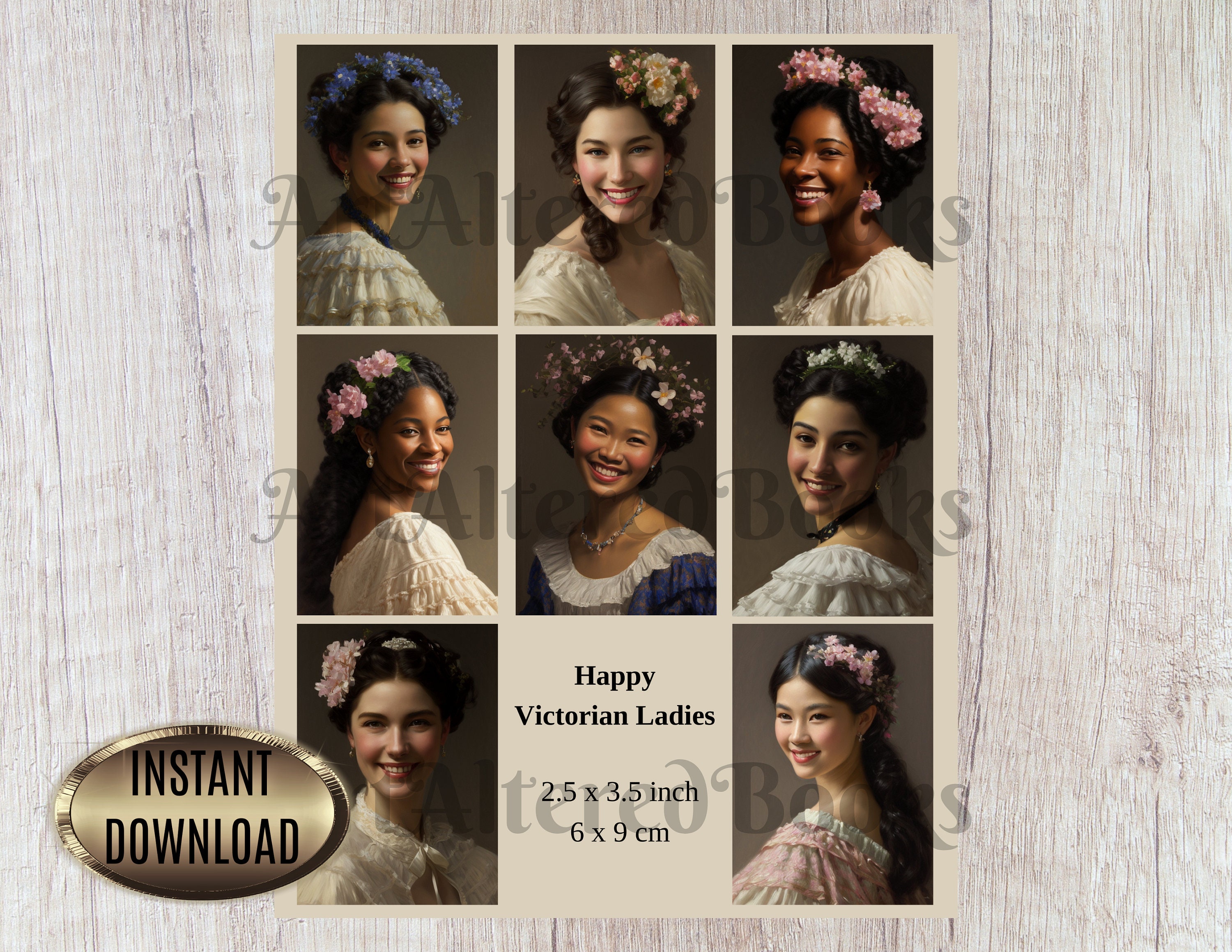 Printable Portraits of Beautiful Women in Vintage Style Junk Journals ...