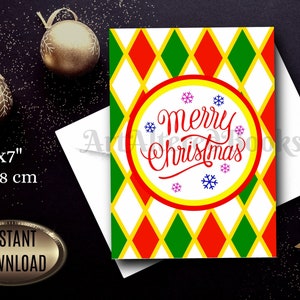 Merry Christmas Card Printable Christmas DIY Card 5x7 Digital Christmas ...