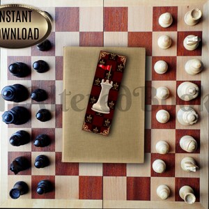 Set of 3 Printable Bookmarks With White Chess Pieces| Chess Bishop ...