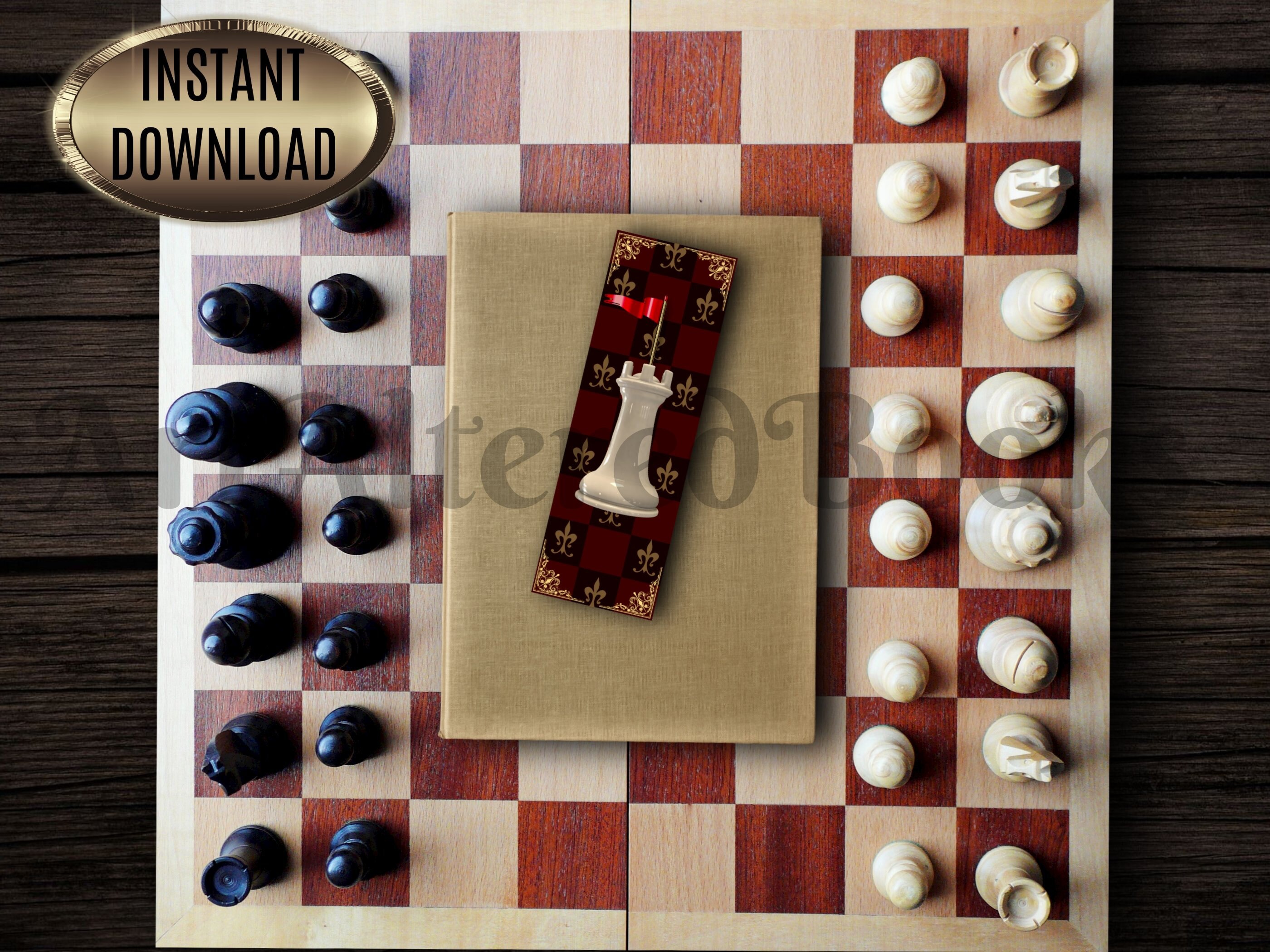 Set of 3 Printable Bookmarks With White Chess Pieces Chess Bishop ...