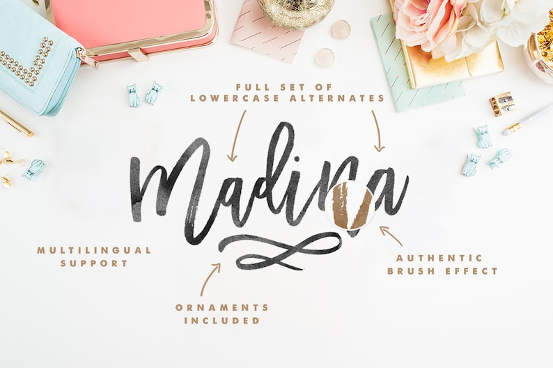 Madina Script - Digital Font, Modern Feminine Brush Calligraphy for ...