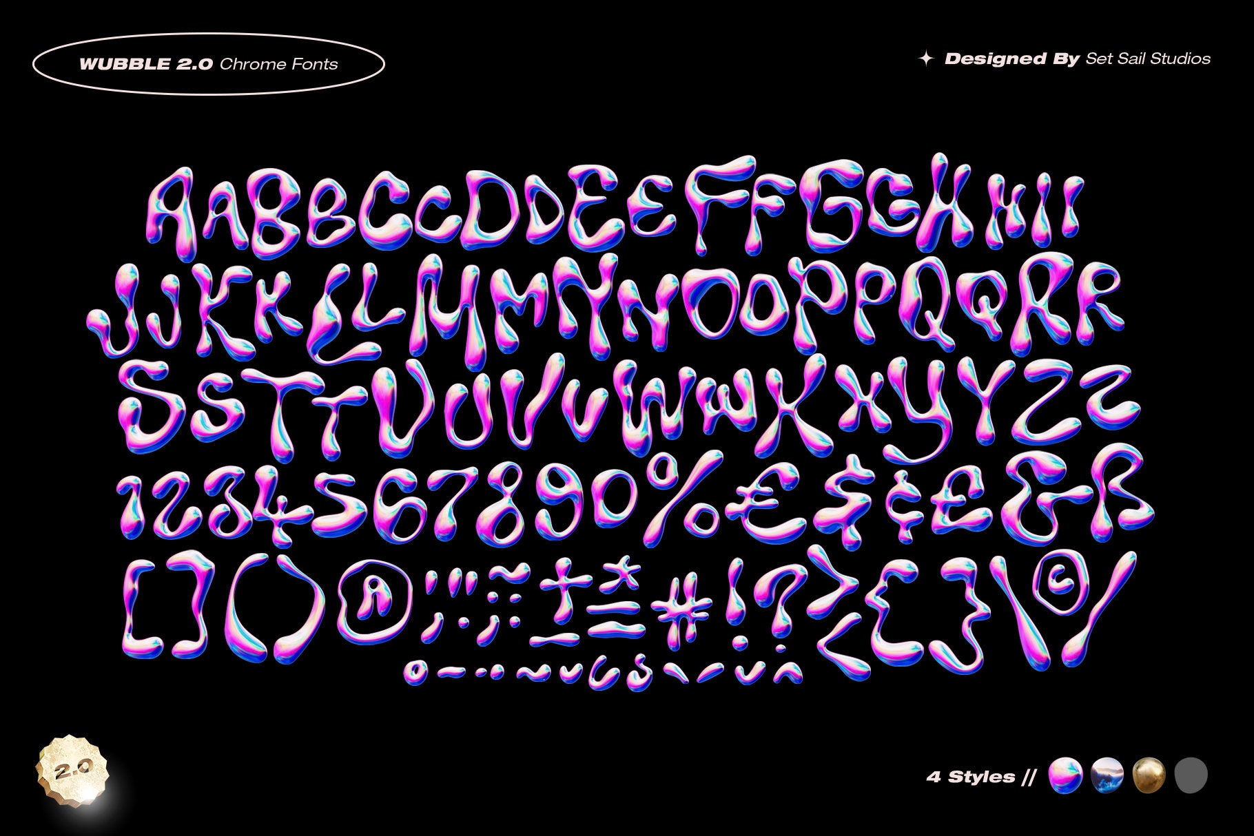 Wubble 2.0 Chrome Font and PNG Letter Set - 3D Chrome Bubble Font Cool ...