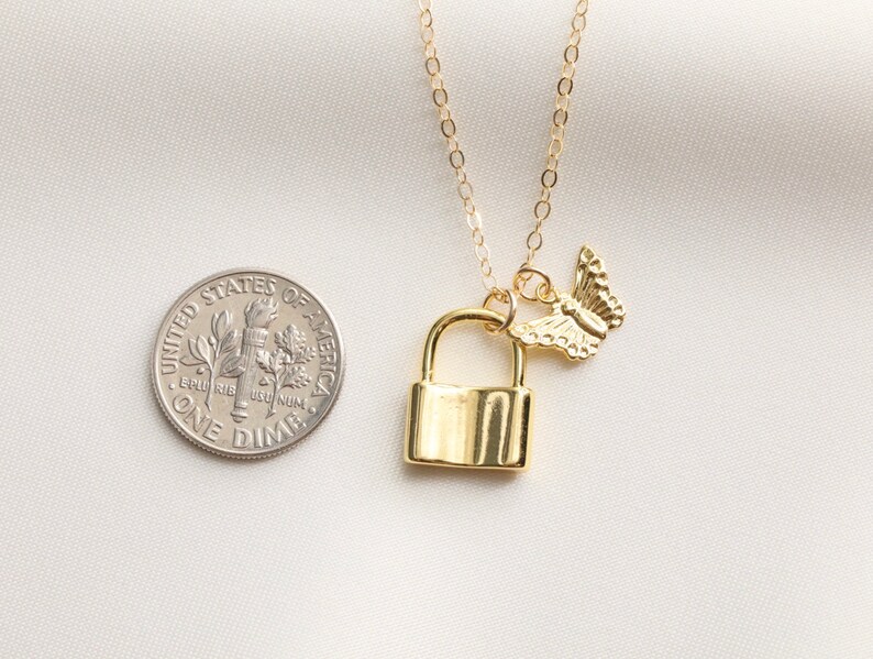 Gold Filled Lock Necklace Padlock Necklace Layering | Etsy