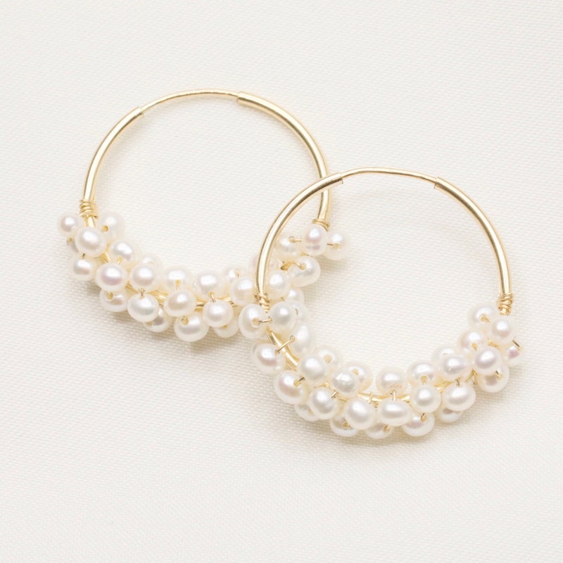 Gold Hoop With Pearl - Etsy