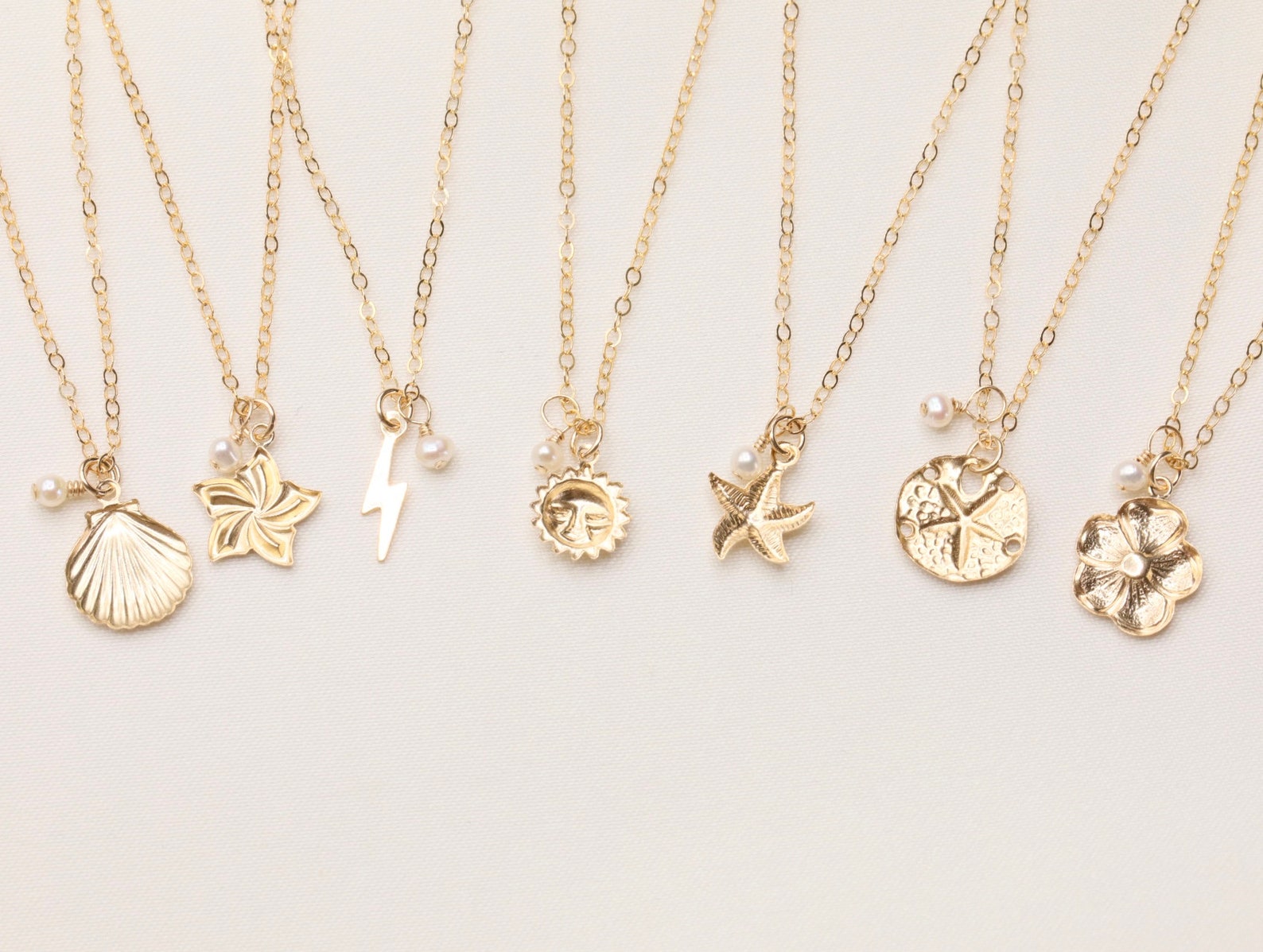 Gold Filled Small Dainty Necklace Shell Necklace Swirl Star | Etsy