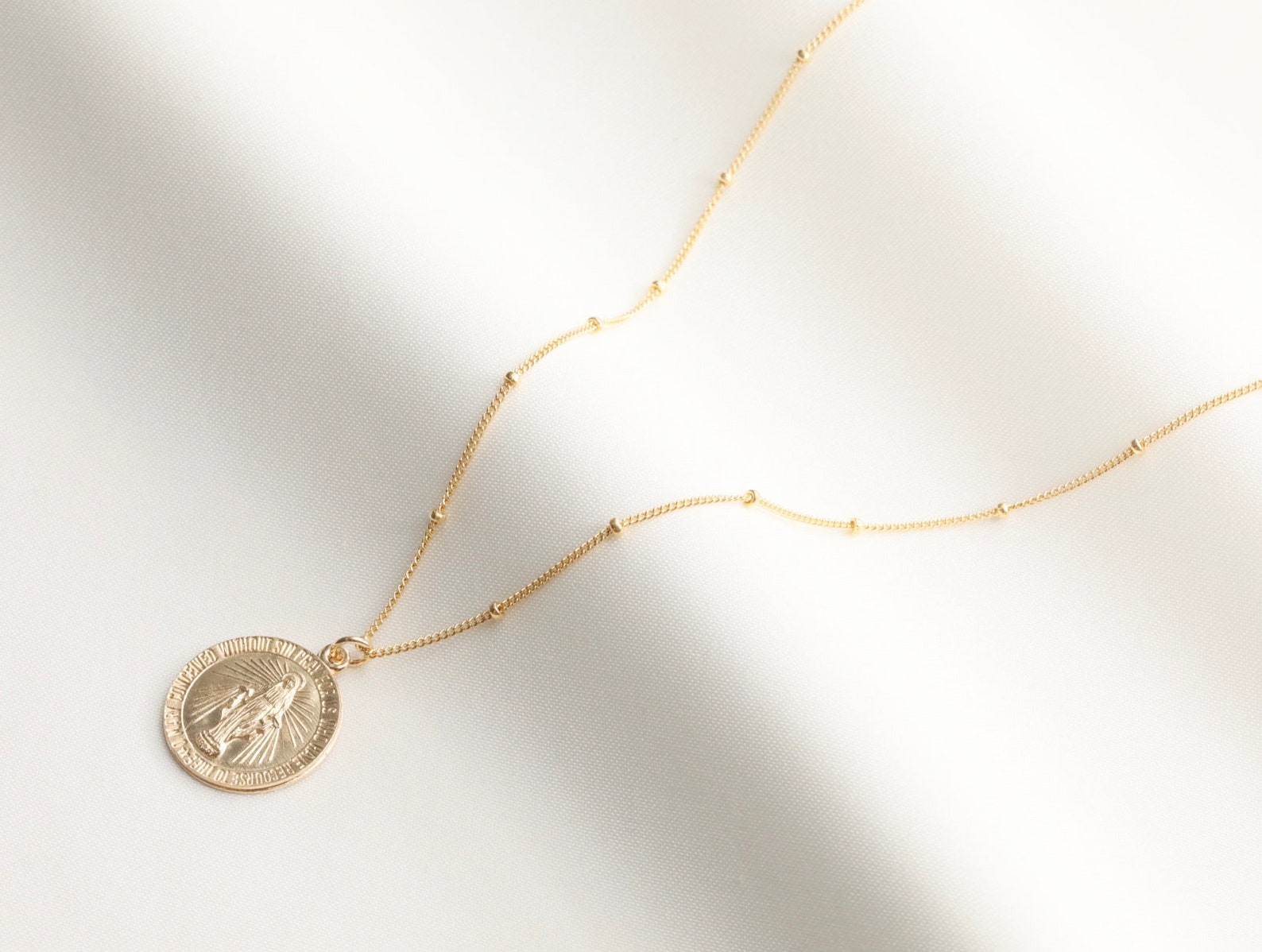 14k Gold Filled Virgin Mary Coin Necklace Gold Necklace | Etsy