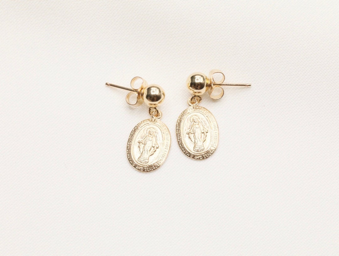 14k Gold Filled Virgin Mary Earrings: Catholic Jewelry Gift - Etsy