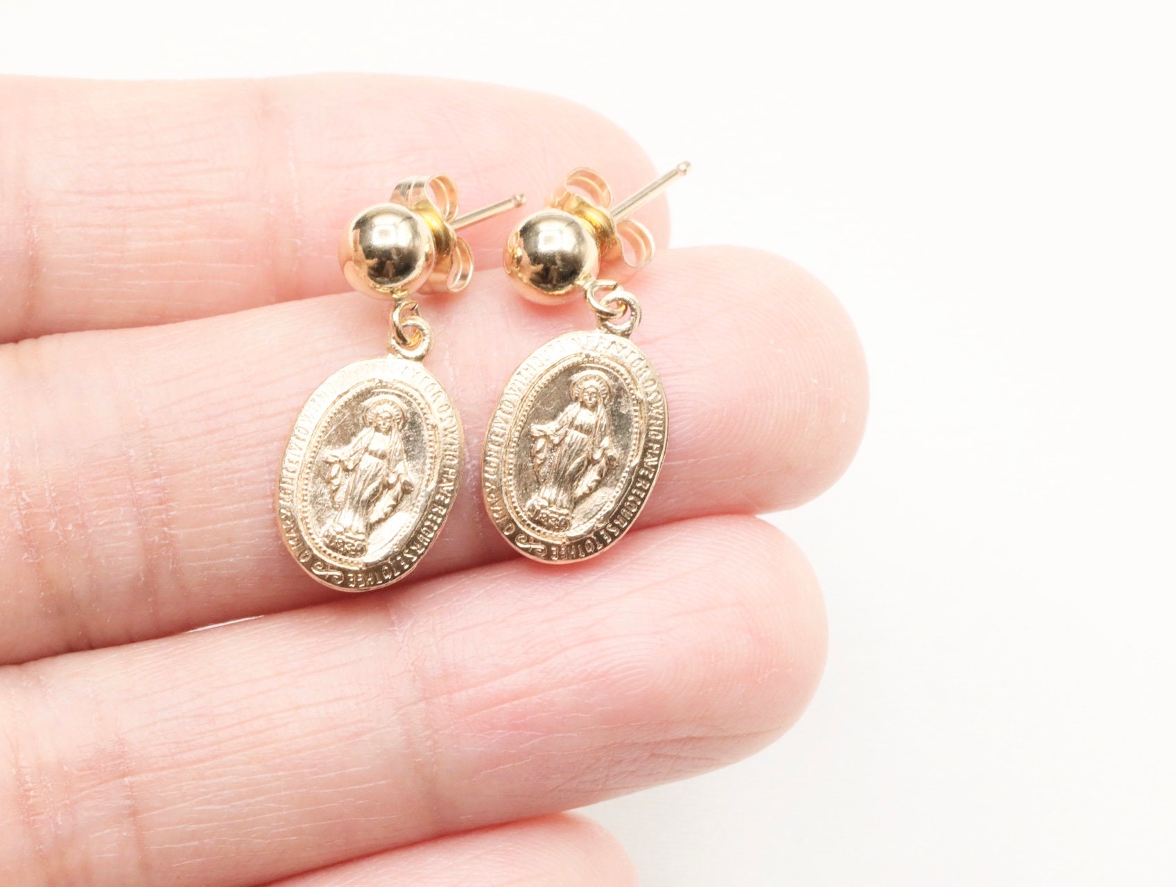 14k Gold Filled Virgin Mary Earrings: Catholic Jewelry Gift - Etsy