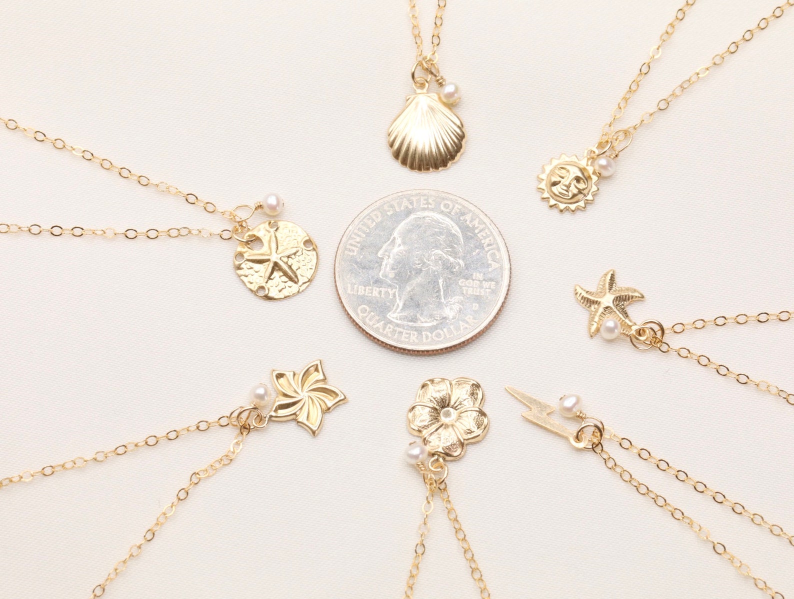 Gold Filled Small Dainty Necklace Shell Necklace Swirl Star | Etsy