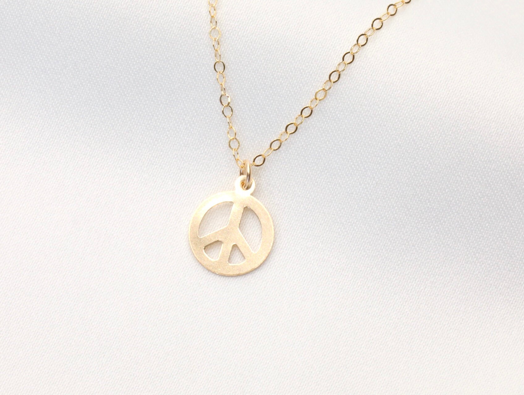 14k Gold Filled Tiny Peace Necklace Peace Sign Jewelry Peace | Etsy