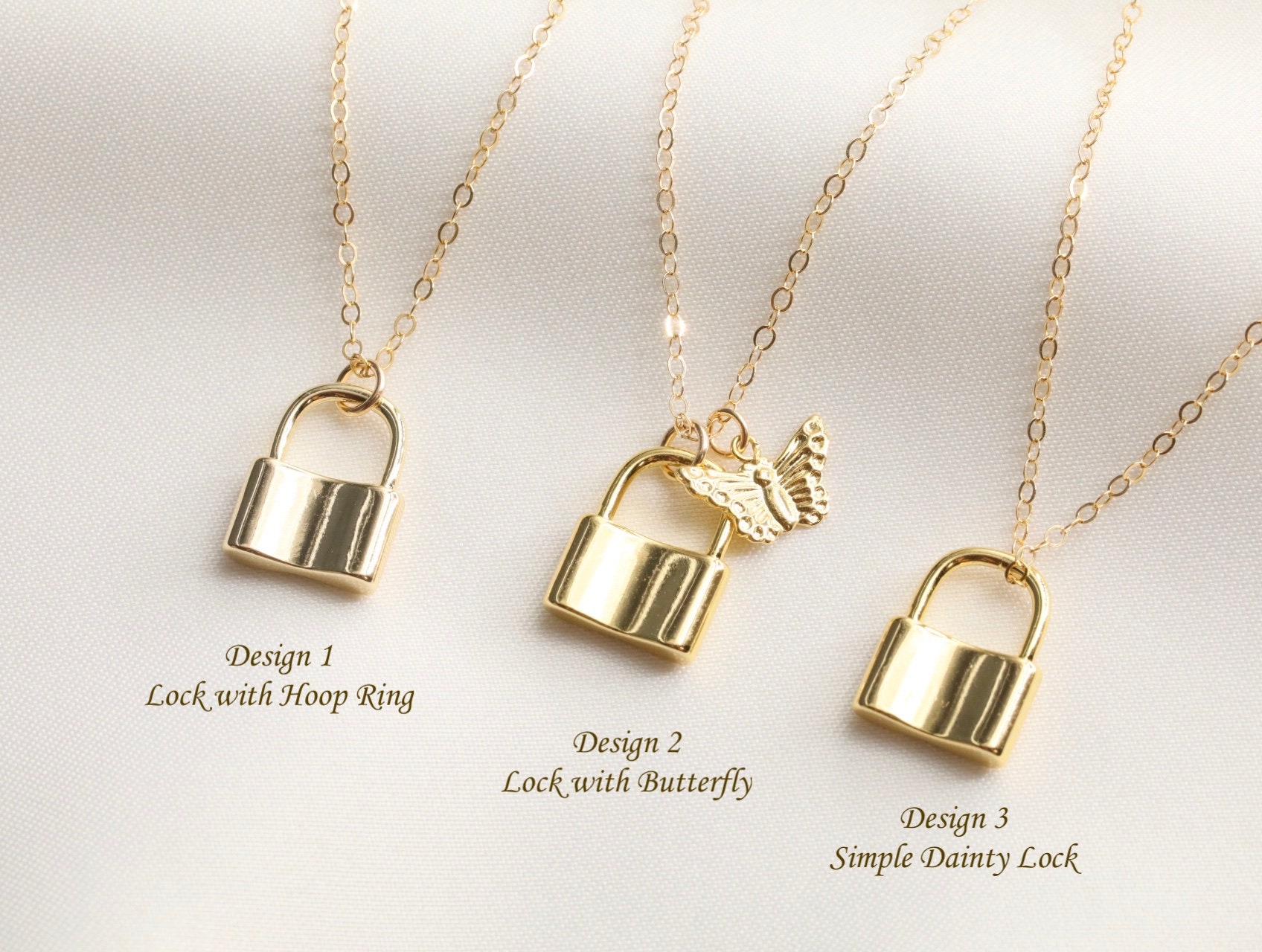 Gold Filled Lock Necklace Padlock Necklace Layering | Etsy