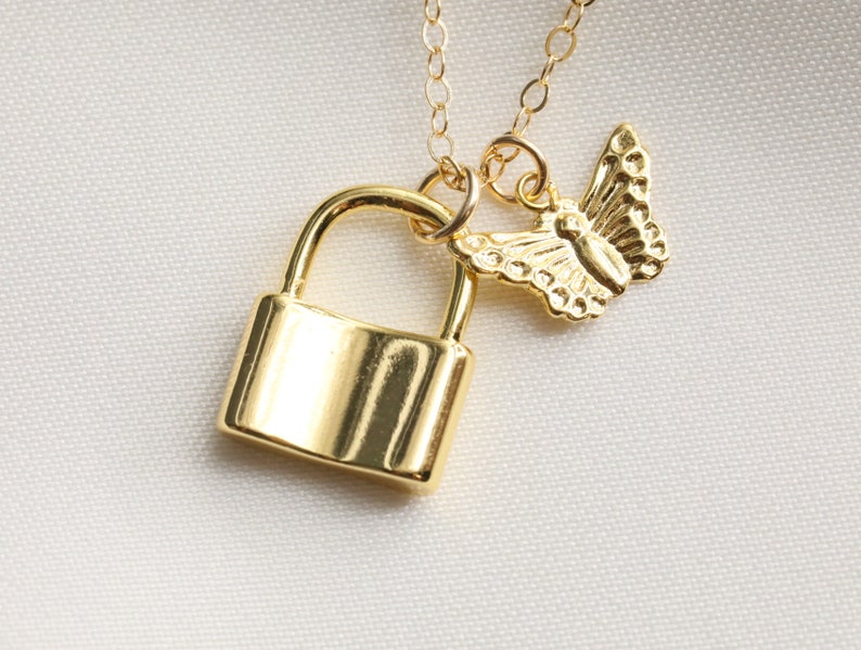 Gold Filled Lock Necklace Padlock Necklace Layering | Etsy