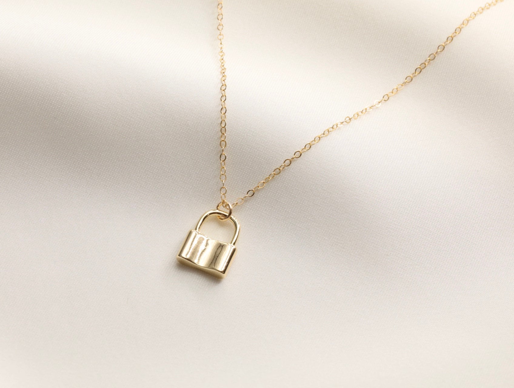 Gold Filled Lock Necklace Padlock Necklace Layering | Etsy