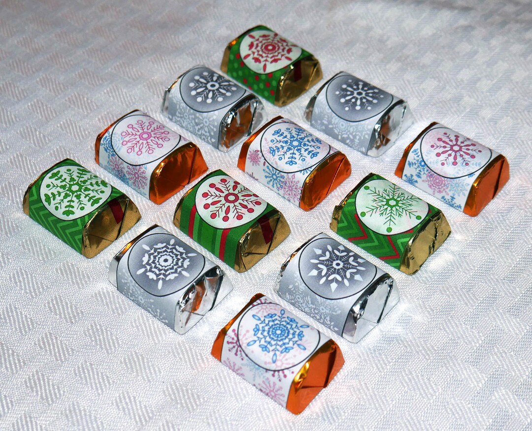 Christmas Snowflake Candy Wrapper Stickers and Goodie Bag Topper Table ...