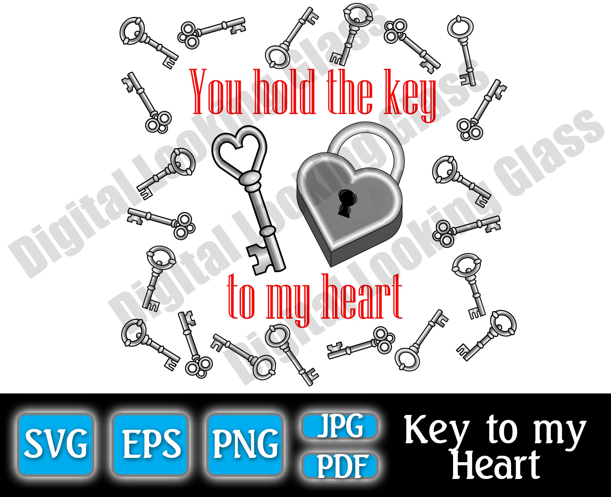 Key to My Heart Valentine's Day SVG Jpg Pdf Eps Png | Etsy