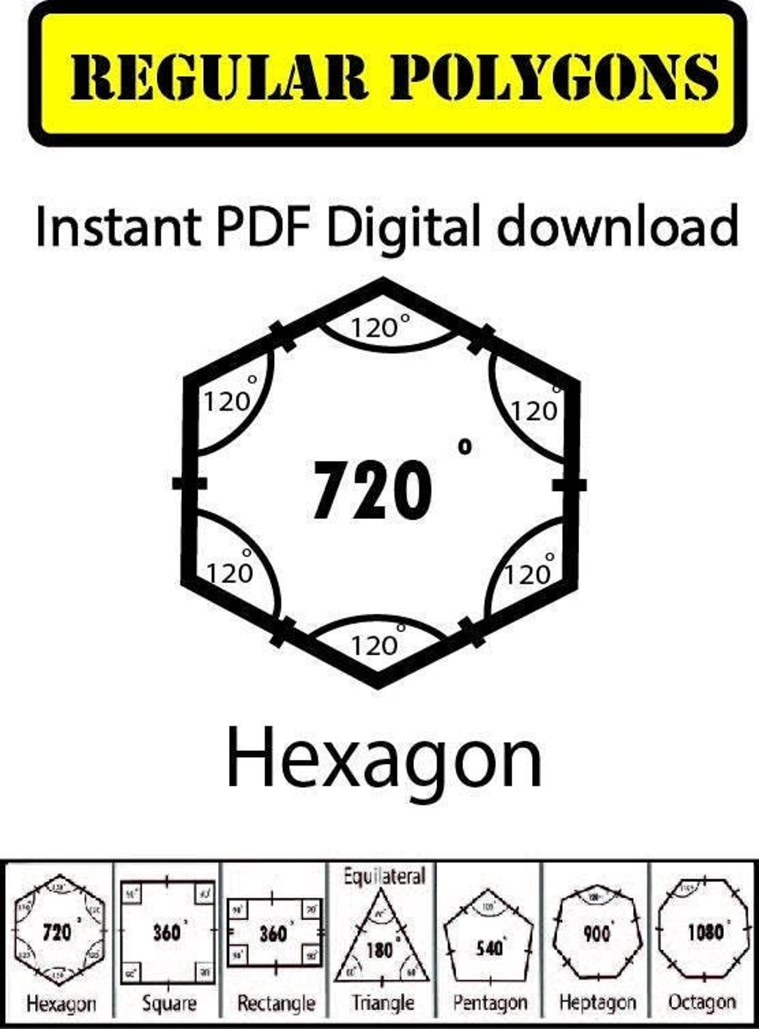 MATH ANCHOR Charts- Regular Polygons/ Classroom Visual Aid/instant ...