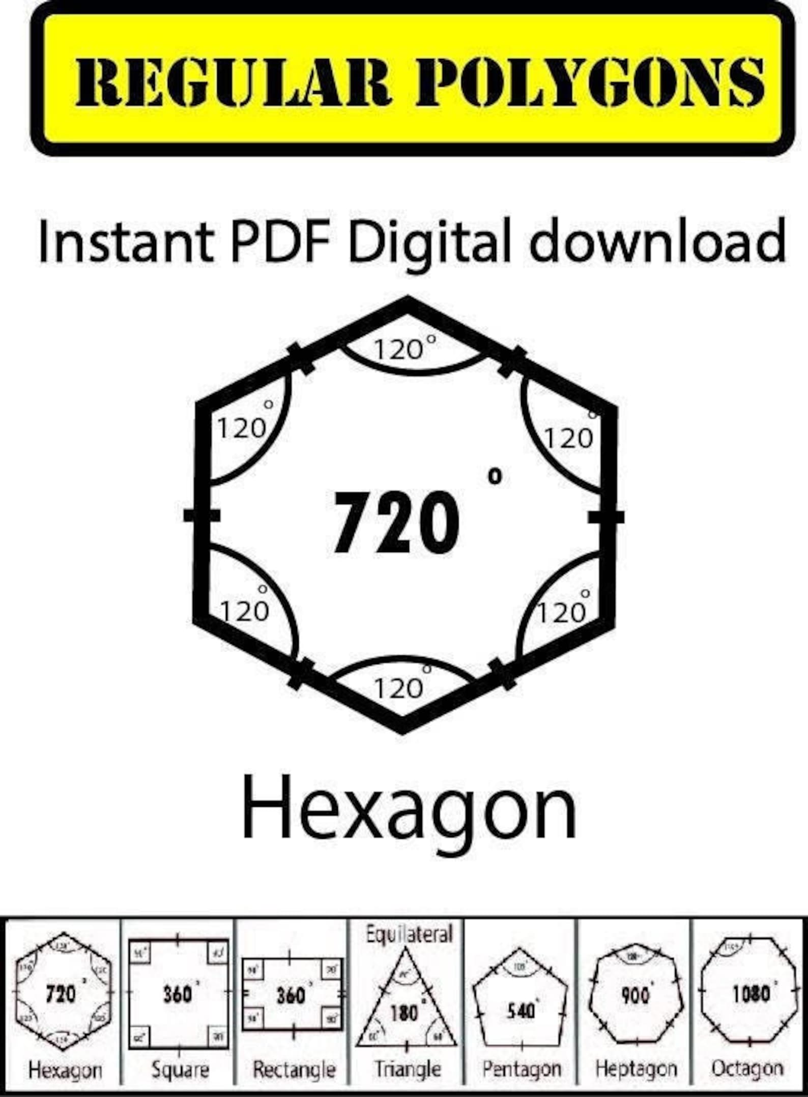 MATH ANCHOR Charts- Regular Polygons/ Classroom Visual Aid/instant ...