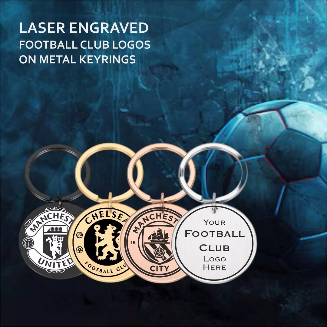 Laser Engraved Football Club Logo Keyrings Personalised Metal Keyring ...