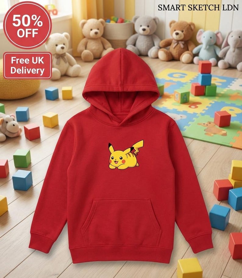 Kids Pikachu Hoodie: Electric Animal Soft Playtime Pullover - Etsy UK